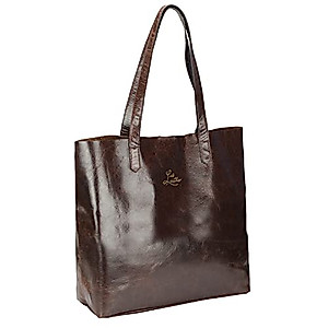 Piazza Leather Tote Bag in Full Grain Calfskin Leather Tote Shoulder Bag Big Capacity Handbag (Coffee Chocolate)