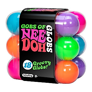 Schylling NeeDoh Teenie Gobs of Globs - Sensory Squeeze Toy - Contains 18 Mini Groovy Globs - 1.25" Wide - Multicolored