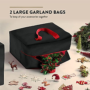 3-Pack Christmas Artificial Tree Storage Bag and Two Garland Bags; Holiday Tree Storage for Trees Up to 9 ft, Includes Card Slot, Dual Zipper, and Carry Handles; Tearproof 600D Oxford Material