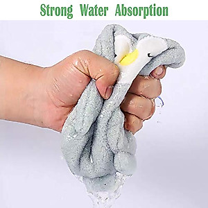 Hanging Hand Towels ( 2 In 1 set ) - Ultra Soft Coral Fleece Penguin Hand Bath Towel with Hanging Loop - Absorbent Towel for Bathroom Cleaning and Drying Washcloth - 9 X 9 Inches(Khaki+Blue)