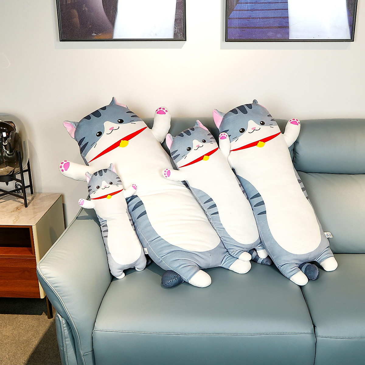 BenBen Long Cat Plush Pillow, 43 inch Cat Stuffed Animal, Cute Body Pillow for Adults, Kids, Soft Cuddle Pillow, Large Huggable Kitten Plushies Gift for Birthday, Christmas