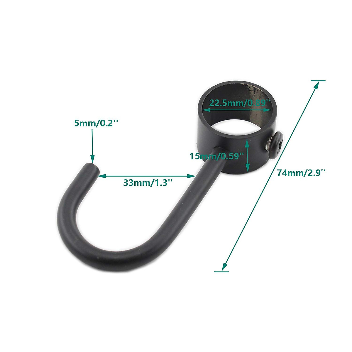 Ulifestar Stainless Steel Closet Rod Hooks, Heavy Duty Utility Hooks for Hanging Pots,Pans,Mugs,Towels,Oven Mitts,Adjustable J Typed Kitchen Hooks Fit for 22mm Rod 5 Pack Black