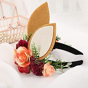 Cute Bunny Ear Headband For Toddler Baby Girls Easter Headwear Floral Rabbit Cosplay Headdress Hoop Hair Accessories