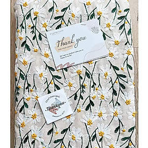 CraftDesignL Linen Daisy Embroiderd Cotton Fabric,Floral Embroidered Fabric,Daisy Fabric,Embroidered Fabric,Dress Fabric,Designer Fabric,Fabric by Yard (Beige)