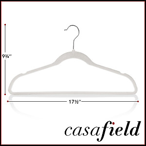 Casafield 50 Ivory Velvet Suit Hangers - Space-Saving Non-Slip Clothes Hanger