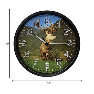 La Crosse Technology 403-312D 12 Inch Analog Clock with Lighted Hands - Extra Large Elk Design
