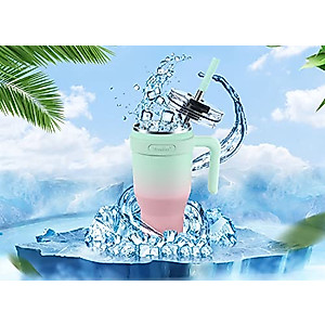 Zenbo 40 oz Tumbler With Handle, Screw on Lid and Straw|Stainless Steel Insulated Tumbler, Keeps Drinks Cold up to 34 Hours, Fit in Car Cup Holder, Dishwasher Safe and BPA Free