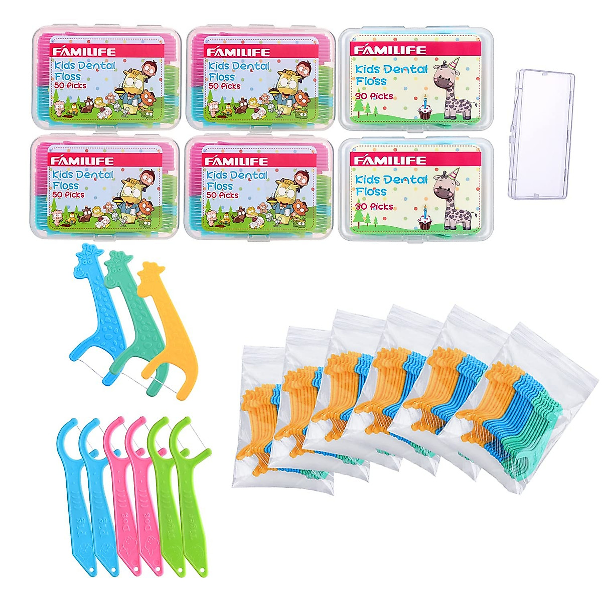 FAMILIFE Kids flossers Toddler Threaders Children Unwaxed Unflavored Fluoride Free Dental 404 Flossers Picks