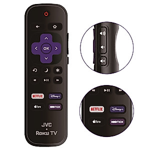 OEM Replacement Remote Control Compatible with All JVC HDR Roku Smart LED TVs 【Only Works with JVC Roku TV, Not for Roku Stick and Roku Box】 (Netflix/Disney Plus/Apple TV+ / HBO Max)