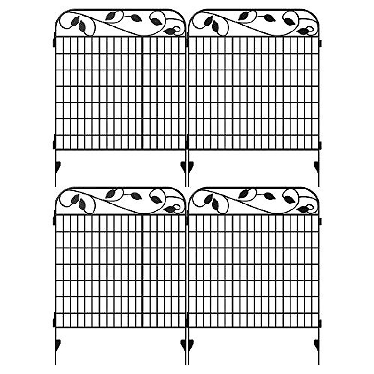 Amagabeli 4 Pack Metal Garden Fence Border 36”(L) x44”(H) Heavy Duty Tall Rustproof Decorative Garden Fencing Gate Panels Animal Barrier for Dog Iron Edge for Landscape Folding Flower Bed Leaf Black