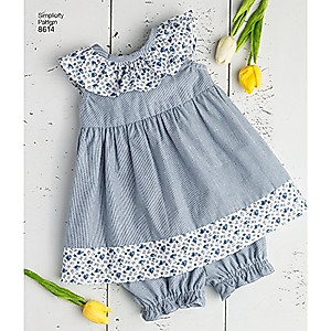 Simplicity US8614AS Baby Dress, Underwear, and Romper Sewing Patterns, Sizes XXS-L