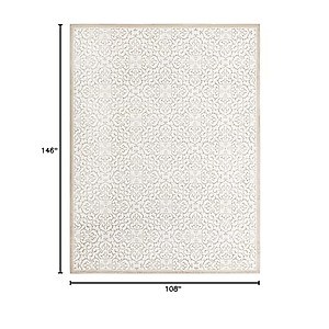 Unique Loom Rushmore Collection Area Rug - Johnson (9'x 12' 2" Rectangle, Snow White/ Beige)