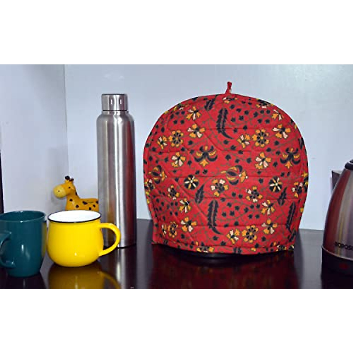 Handmade Kitchen Cozies-Teapot Warmers-Tea Cosy kitchen accessories Cotton kettle cover Tea Cozy Teapot cover Mandala Printed Tea Cozy (Red Mandala)
