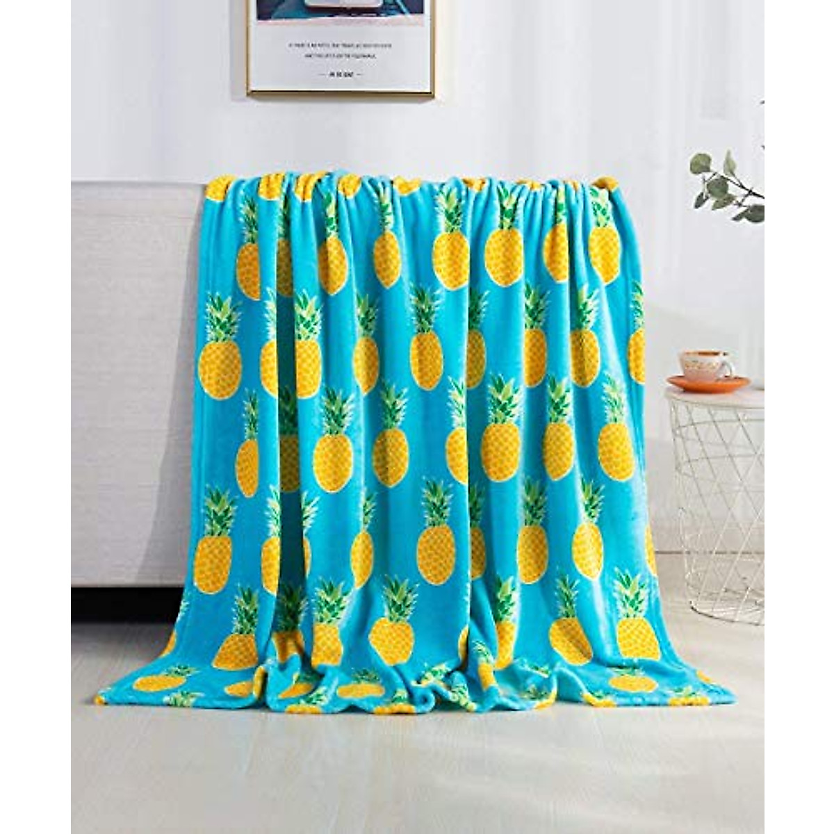 Summertime Whimsy Plush Fleece Throw Blanket (50" x 60") - Pineapple