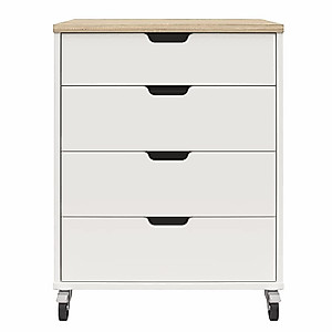 Systembuild Evolution Versa 4 Drawer Storage Cart in White and Weathered Oak