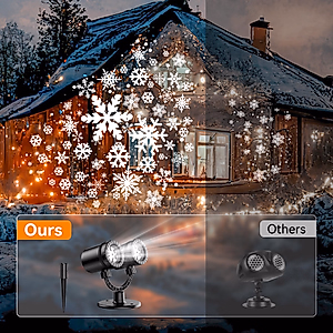 HeyStookie 2024 Newest Christmas Decorations Christmas Projector Lights Outdoor Double-Head Rotating Snowflakes Projector Lights for Xmas Home Party IP65 Waterproof Brightening LED Outdoor & Indoor…