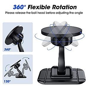 TechMatte Magnetic Dashboard Car Mount, 360° Adjustable Dashboard Phone Holder Designed for iPhone 14 13 12 Pro Max, iPhone 14 Plus and MagSafe Case