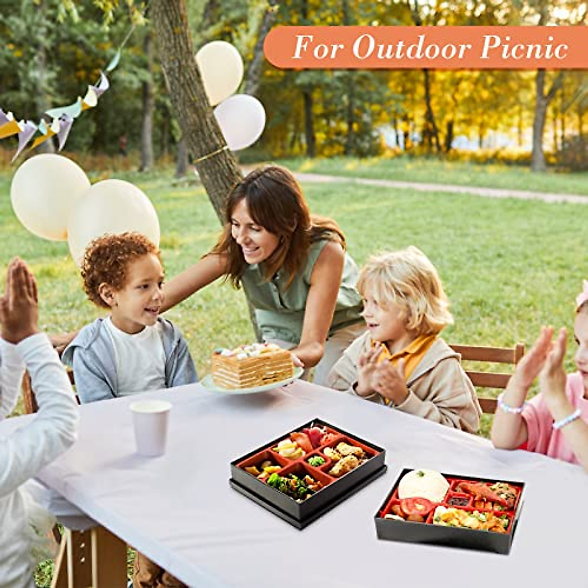 TOPINCN 5 Compartment Lunch Container, Portable Plastic Bento Box Microwavable Lunch Boxes with Lids Multi-use Food Storage Container for Picnic Home Office, 10.63x 8.07x 1.97inch