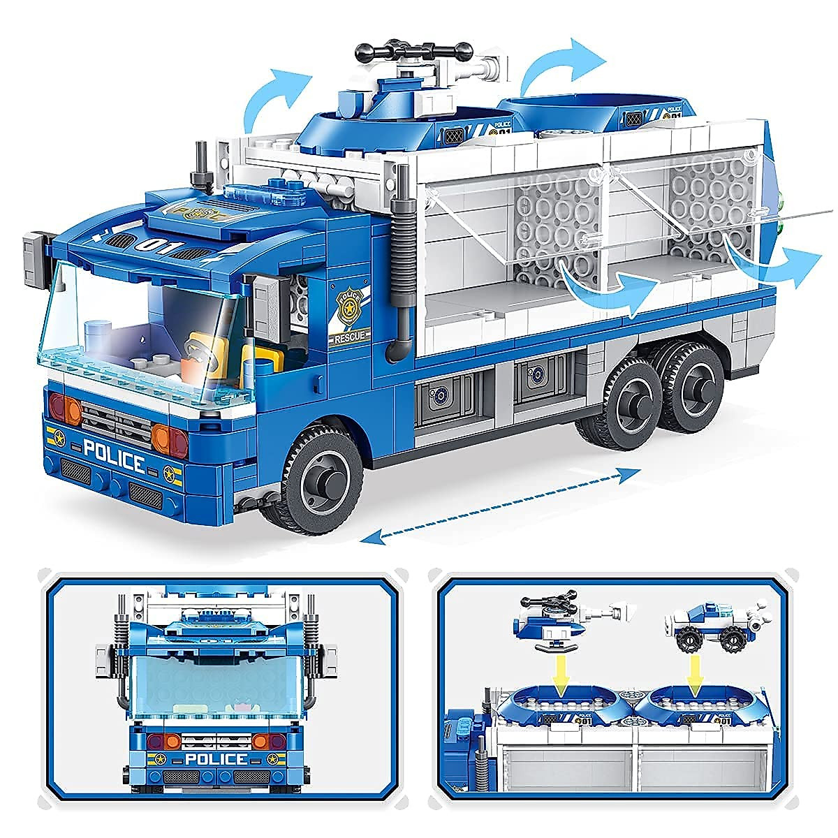 PANLOS 655 PCS Robot Building Toy, 6-in-1 Kids Engineering Fire Truck Building Blocks Kit, STEM Learning Building Bricks Toys Set for Kids Children Boys & Girls Age 4-8