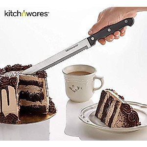 Knife Set With Wooden Block - 15 Piece Set Includes Chef Knife, Bread Knife, Carving Knife, Utility Knife, Paring Knife, Steak Knife, Boning Knife, Scissors And Knife Sharpener. - By Kitch N’ Wares