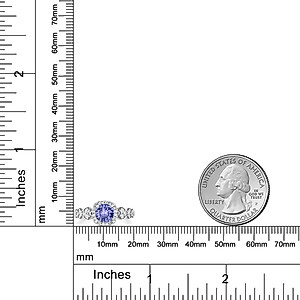 Gem Stone King 925 Sterling Silver Blue Tanzanite Engagement Ring For Women (1.22 Cttw, Round 6MM, Gemstone Birthstone, Available In Size 5, 6, 7, 8, 9)