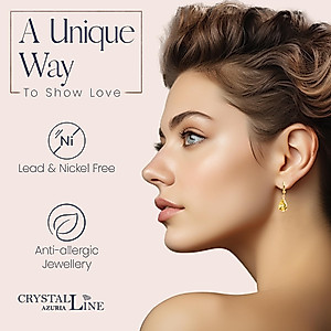 Crystalline Azuria Teardrops Dangle Earrings with Yellow Simulated Citrine Zirconia Crystals 18K Gold Plated for Women