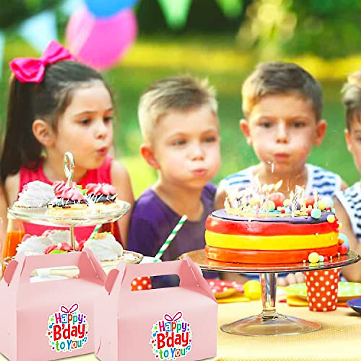 Lainrrew 30 Pcs Gable Candy Treat Boxes, Small Goodie Boxes ,Kraft Paper Gift Box for Christmas Party Decorations Birthday Party Favors (Pink)