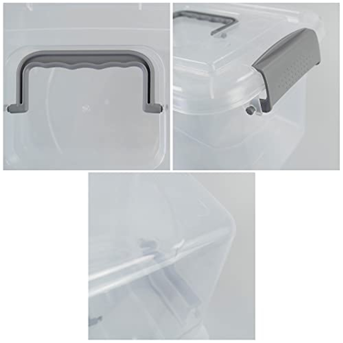 Obstnny 6 Packs Small Plastic Container Box, Latching Storage Bins with Handle, 5 L