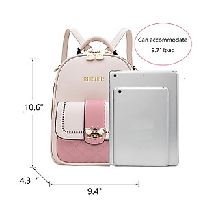 RUISUER Backpack Purse for Teen Girls Mini Backpack for Women Cute PU Leather Bookbag Small Shoulder Bag Handbag White