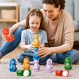 Snap-n-Learn Matching Dinosaurs, Toddler Stacking Sorting Toys, Educational Preschool Counting Dinos Learning Building Toy, Fine Motor Skills Learning Game Gifts for 18 Months 2 3 4 Year Old Boys Girl