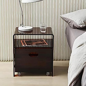 BKEKM Nightstands Nightstand Acrylic U-Shaped End Table with Storage Layer Bedside Table Nordic Bedside Dresse Transparent Bedside Cabinet Well Made