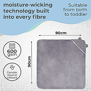 Munich Blue Baby Towel for Boys and Girls - Cozy Baby Bath Towel for Newborn, Infant and Toddler - 600GSM Premium Super Soft Hooded Baby Towel with Cute Bear Ears (Cloudy Color, 35 x 35 inch)