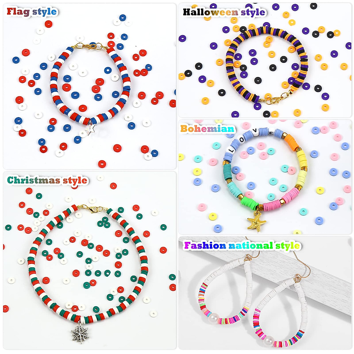 Zoyomax Friendship Bracelet Kit,4880 Pcs Clay Beads for Bracelet Making,6mm 20 Colors Flat Round Polymery Heishi Beads, Letter Beads and Elastic Strings for DIY Bracelets Necklace Jewelry Making