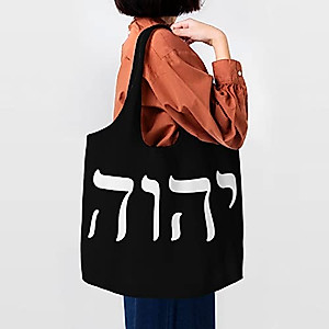 Yhwh Canvas Shoulder Tote Bags Reusable Handbags Shopping Bag For Daily Women Or Men