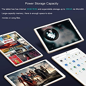 YOTOPT 10 Inch Android Phone Tablets, Dual Sim Card Slot, 32GB ROM, 256GB Expand, Quad Core, WiFi, Bluetooth, GPS, FM, Dual Camera, IPS HD Touch Screen, Support 3G Phone Call Tableta (Gold)