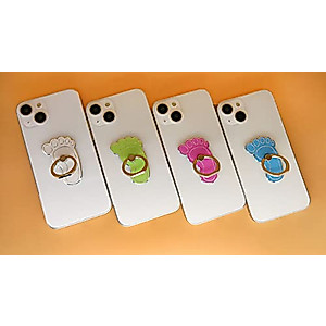 Cacylife Kawaii Metal Cell Phone Ring Holder Set,4 Pack Cute Finger Kickstand Grips ,Compatible with iPhone,Samsung Galaxy,iPad,Tablet and Other Phones or Case(Pink+White+Green+Blue)