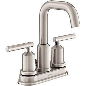 Moen WS84228SRN Gibson Two-Handle High Arc Bathroom Faucet, Spot Resist Brushed Nickel