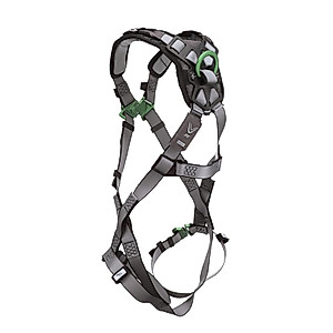 MSA 10194630 V-FIT Full Body Safety Harness - Size: Medium, D-Ring Configuration: Back, Quick Connect Leg Straps, With Shoulder Padding, Full Body Harness