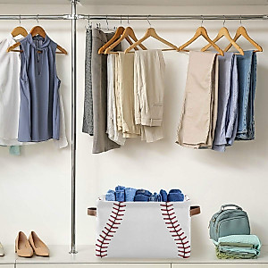 Storage Basket Cube Baseball Laces Large Collapsible Toys Storage Box Bin Laundry Organizer for Closet Shelf Nursery Kids Bedroom,15x11x9.5 in,1 Pack