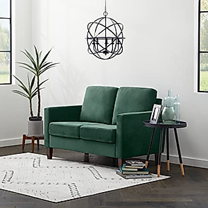 Edenbrook Archer Upholstered Loveseat - Green Velvet Loveseat - Living Room Furniture - Small Loveseat - Mid Century Modern Loveseat - Seats Two