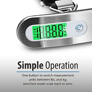 Fosmon Digital Luggage Scale (2 Pack) Digitial LCD Display Backlight Baggage Scale with 110lbs Capacity, Portable Stainless Steel Hanging Luggage Weight Scale with Tare Function for Travelers - Silver