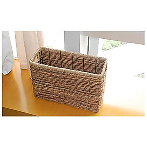 KXA Straw Magazine Basket Storage Basket Magazine Basket Rectangular Storage Basket Vintage Chinese Finishing Basket 26 38 15cm