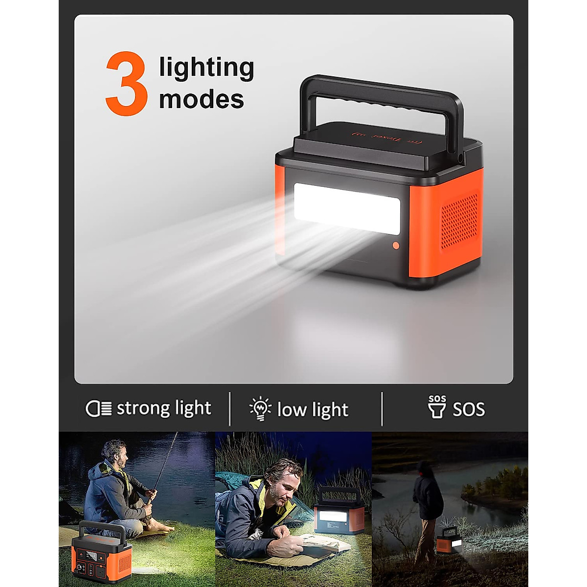 Portable Power Station 600W(Peak 1200W), Tiexei Solar Generator Backup 550Wh LiFePO4 Battery Pack with 110V AC Outlet, Pure Sine Wave Powerhouse with LED Light for RV Camping Fishing Home Emergency