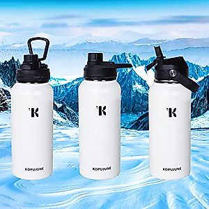 KOPUJUNE Sports Water Bottle, With Stainless Steel,Double Wall Insulated Wide Mouth