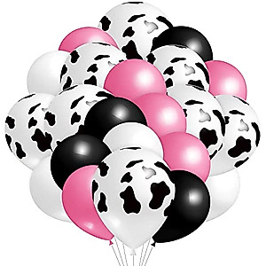 120 Pieces Cow Print Balloons for Birthday Party Supplies Including 60 Pieces 12 Inch Cow Print Balloons and 60 Pieces 10 Inch Colorful Balloons for Baby Shower Wedding Party Decoration