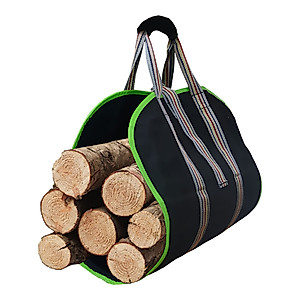 Sharellon Log Firewood Carrier Bag, Heavy Duty Wood Log Carrier Bag, Durable Canvas Log Carrier Tote Bag, Fireplace Wood Stove Accessories for Carrying Wood at Home or Camping