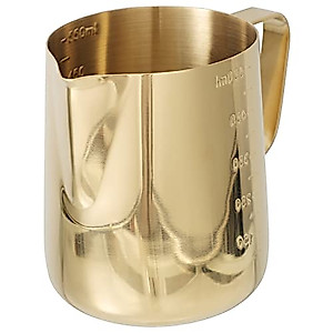 BRIGHTFUFU Graduated Milk Cup Milk Pitcher for Espresso Machine Latte Cup Espresso Mug Latte Art Pitcher Milk Frother Cup Coffee Container Milk Frothing Jug Tea Pitcher Stainless Steel Golden