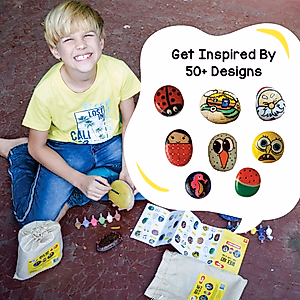 Toiing Rock Art Kit | Creative Reusable Rock Painting Kit for Kids | Indoor Art & Craft Kit with Paints & Paintbrush | Birthday Gift for Kids