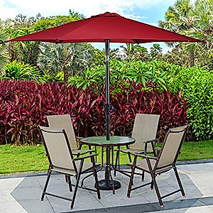 10Ft Outdoor Patio Umbrella Market Table Umbrella with Crank&Strong Steel Ribs for Garden Pool Deck Patio Beach Backyard,Burgundy