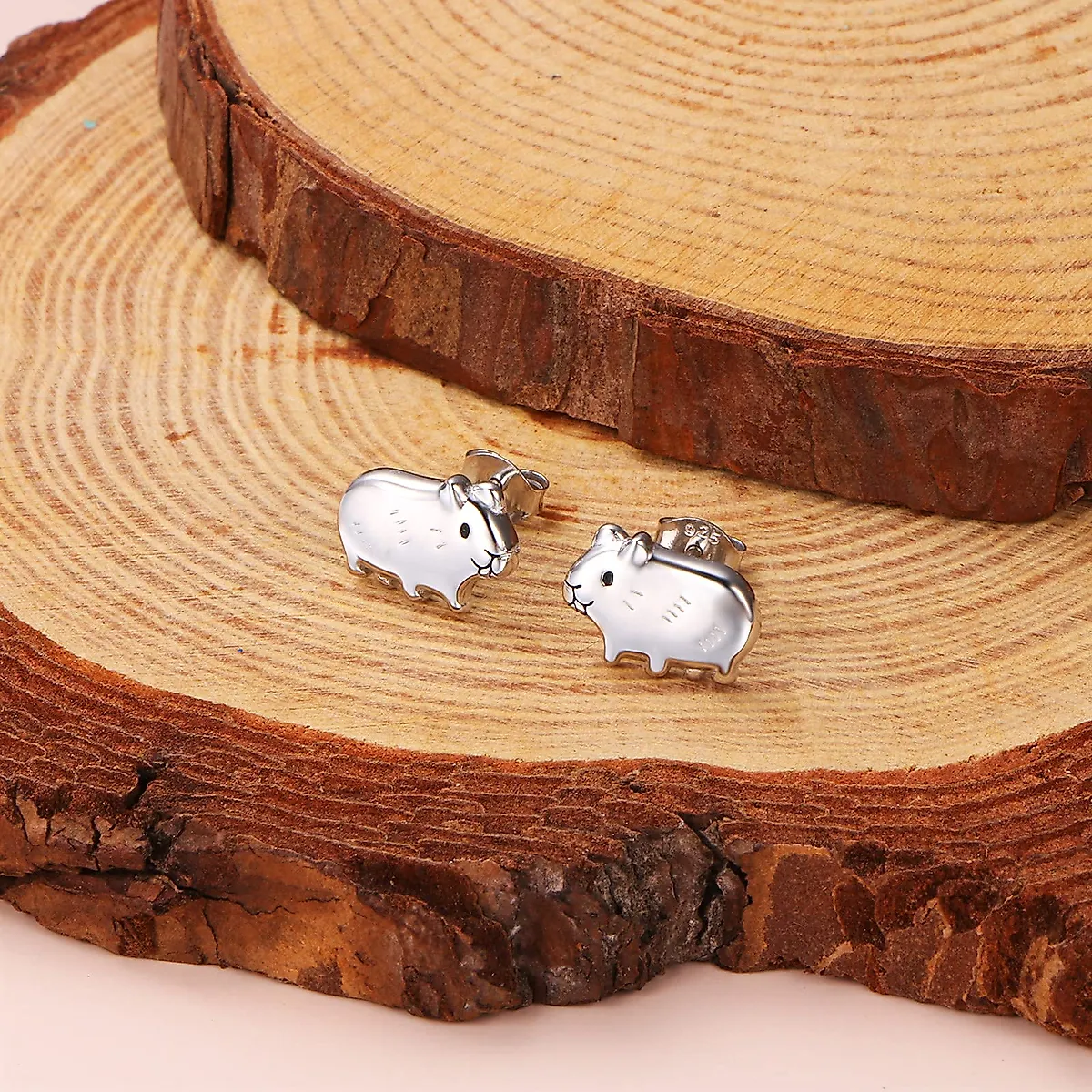 Yearace 925 Sterling Silver Cute Animal Hamster Pet Gerbil Guinea Pig Stud Earrings for Women Daughter Birthday